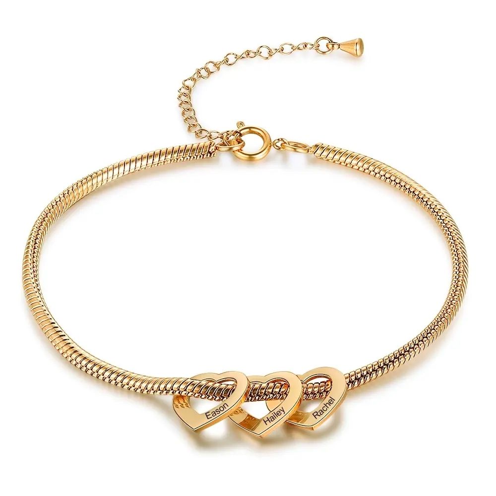 Bracelet Personnalisé avec Pendentifs Cœur – Luminessa Bijoux